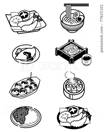 Food set-monochrome pictogram - Stock Illustration [77625101] - PIXTA