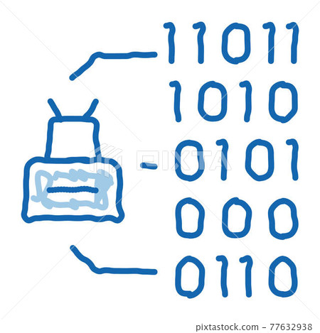 Binary Code doodle icon hand drawn illustration - Stock Illustration ...
