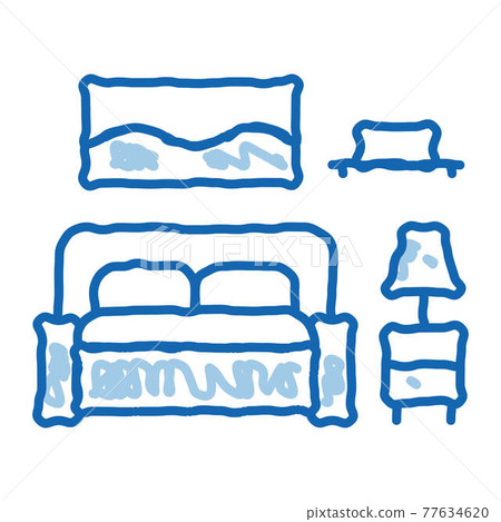 Bedroom doodle icon hand drawn illustration - Stock Illustration ...