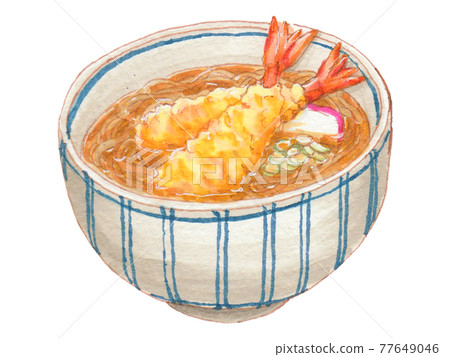 Hand-painted food and drink menu Shrimp Tensoba - Stock Illustration ...