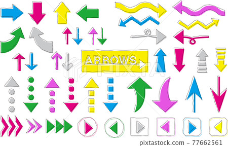 Various rough arrow sets No. 7 Vivid color - Stock Illustration ...