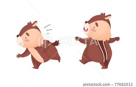 Cartoon Chipmunk with Striped Body Running and... - Stock Illustration ...