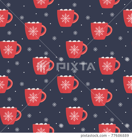 Hot chocolate seamless pattern winter snowflake... - Stock Illustration ...