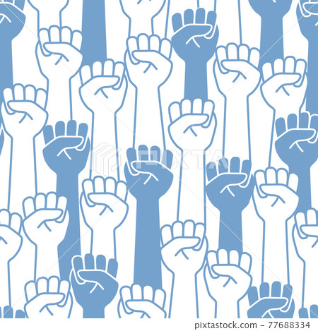 Illustration pattern with raised fist, - Stock Illustration [77688334 ...