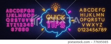 Quick Tips neon sign on brick wall background. - Stock Illustration ...