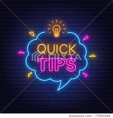 Quick Tips neon sign on brick wall background. - Stock Illustration ...