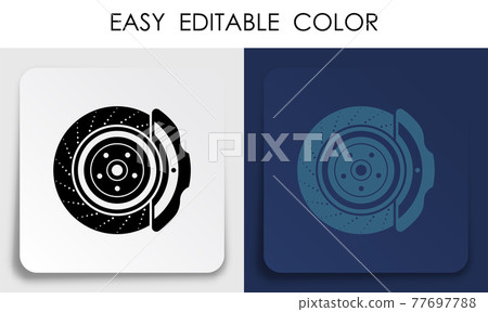 car brake disc icon on paper square sticker... - Stock Illustration ...