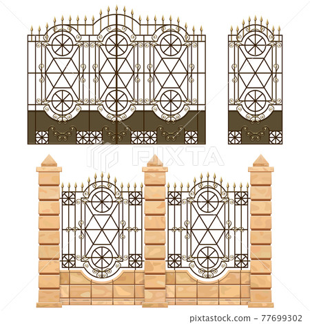 Vector Palace Fence with Gate - Stock Illustration [77699302] - PIXTA