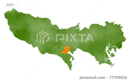 Watercolor-style map Tama City, Tokyo - Stock Illustration [77709838 ...