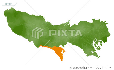 Watercolor-style map Machida, Tokyo - Stock Illustration [77710206] - PIXTA