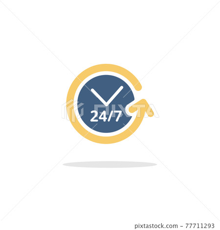 Clock. Assistance service. Icon with shadow.... - Stock Illustration ...