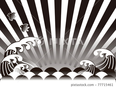 Wave sea plover bird Japanese pattern pattern... - Stock Illustration ...