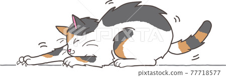 Calico cat with claws on the floor - Stock Illustration [77718577] - PIXTA
