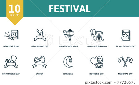Festival icon set. Contains editable icons... - Stock Illustration ...