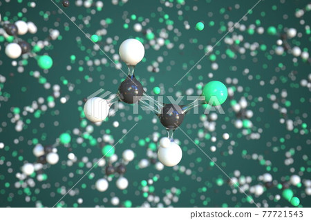 Vinyl fluoride molecule made with balls,... - Stock Illustration ...