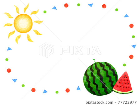Watermelon and sun summer cute frame - Stock Illustration [77722977 ...
