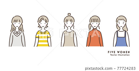 Female illustration set upper body - Stock Illustration [77724283] - PIXTA