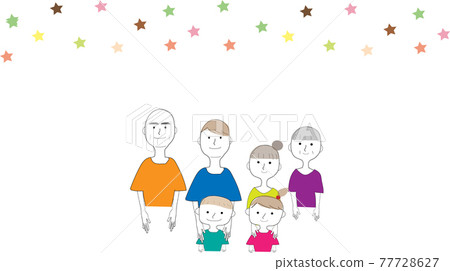 Three-family family and star background - Stock Illustration [77728627 ...