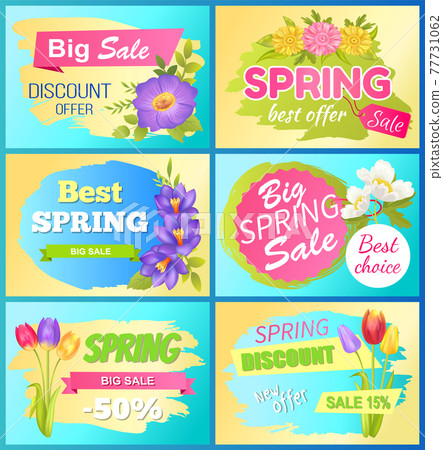 Seasonal Offer Spring Sale Advertisement Flowers - Stock Illustration ...