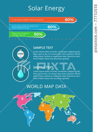 Solar Energy World Map Data Text Sample Poster - Stock Illustration ...