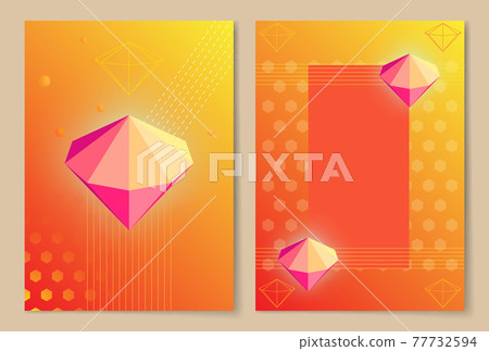 Diamond on Orange Cover Set Vector Illustration - Stock Illustration ...