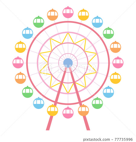 Cute Ferris wheel illustration_flat - Stock Illustration [77735996] - PIXTA