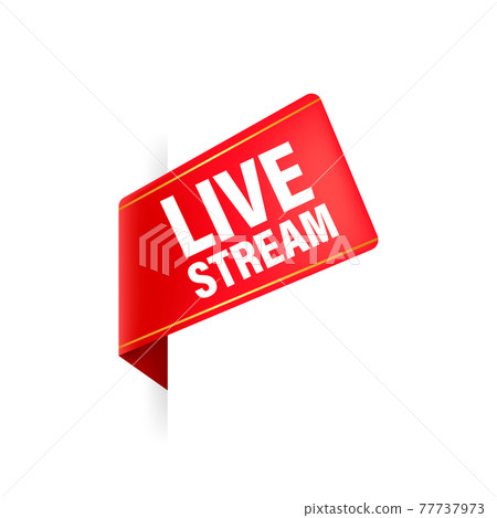 Live stream red ribbon in flat style on white... - Stock Illustration ...