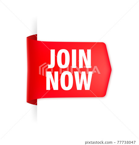 Join now red label on white background. Vector... - Stock Illustration ...