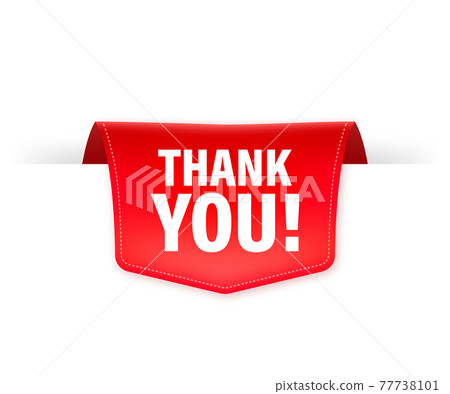 Thank you red ribbon on white background for... - Stock Illustration ...
