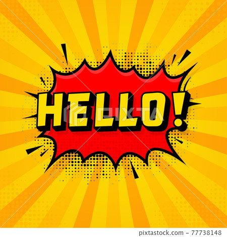 Hello in vintage style. Cartoon style vector.... - Stock Illustration ...