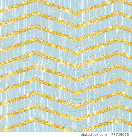 Golden glittering stripes. Chevron pattern, zig...-插圖素材 [77739676 ...
