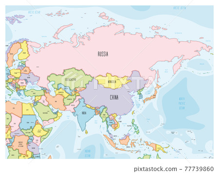 Asia map - hand-drawn cartoon style - Stock Illustration [77739860] - PIXTA