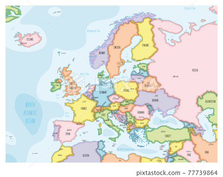 Europe map - hand-drawn cartoon style - Stock Illustration [77739864 ...