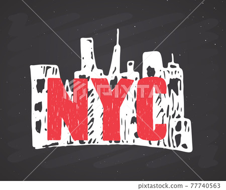 New York lettering handwritten sign, Hand drawn... - Stock Illustration ...