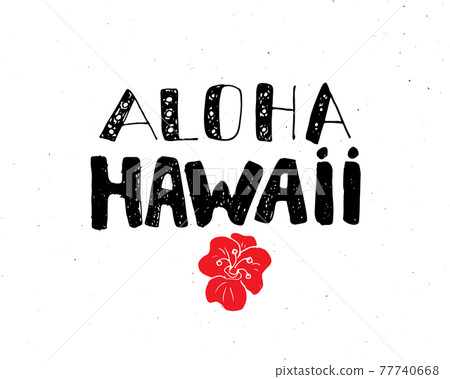 Aloha Hawaii lettering handwritten sign, Hand... - Stock Illustration ...