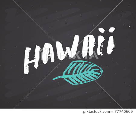 Hawaii lettering handwritten sign, Hand drawn... - Stock Illustration ...