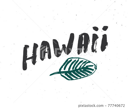 Hawaii lettering handwritten sign, Hand drawn... - Stock Illustration ...
