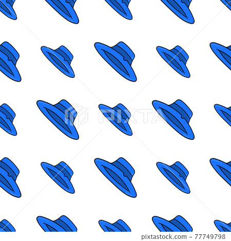 blue hat seamless pattern textile print. repeat...-插圖素材 [77749798 ...
