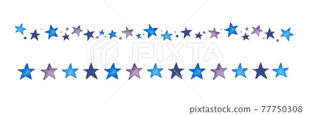 Hand-painted watercolor blue star pattern line... - Stock Illustration ...