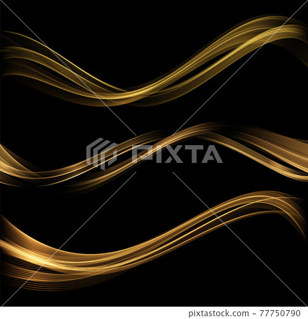 Abstract Gold Waves. Shiny golden moving lines... - Stock Illustration ...