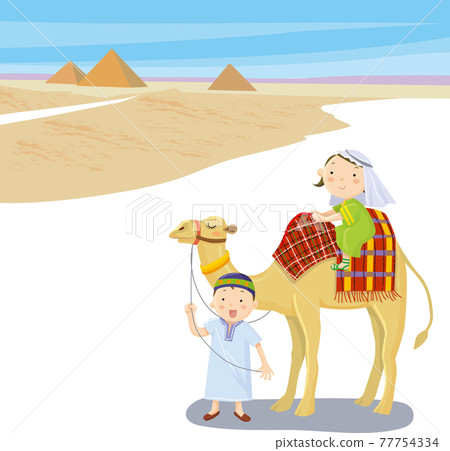Vector illustration of a woman riding a camel... - Stock Illustration ...