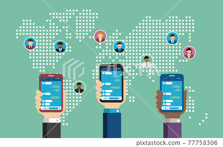 SNS / Message App / Chat App (Global... - Stock Illustration [77758306 ...