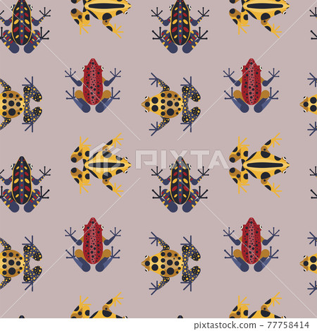 Poison Dart Frogs Pattern in Flat Design-插圖素材 [77758414] - PIXTA圖庫