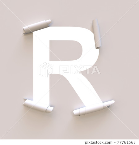 Paper Cut Out and Roll up Typeface R - Stock Illustration [77761565 ...