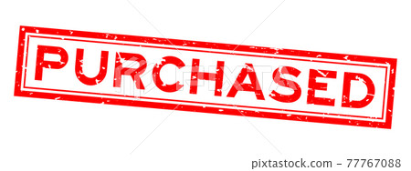Grunge red purchased word sqaure rubber seal... - Stock Illustration ...
