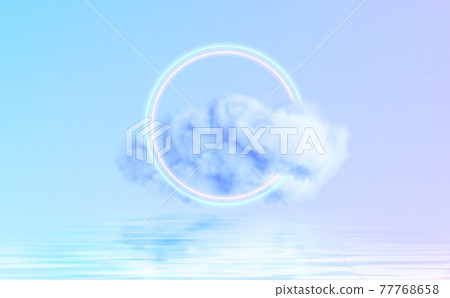 Neon Circle shape in a cloud of fog reflecting... - Stock Illustration ...