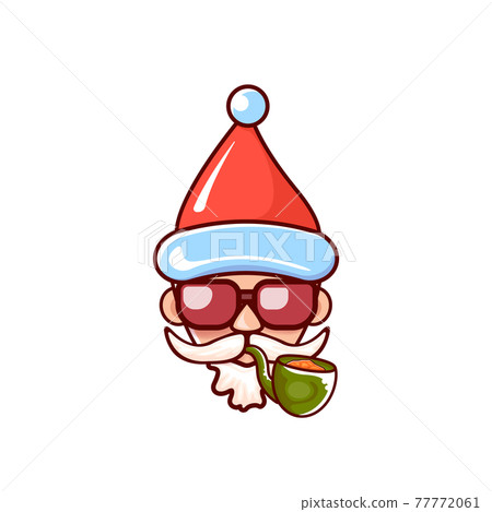 Santa Claus head with Santa red hat, smoking... - Stock Illustration ...