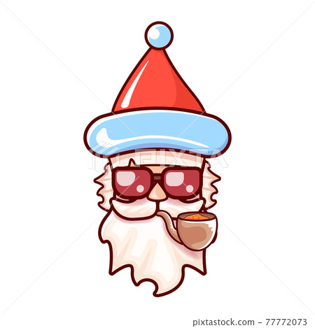 Santa Claus head with Santa red hat, smoking... - Stock Illustration ...