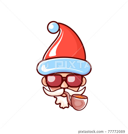 Santa Claus head with Santa red hat, smoking... - Stock Illustration ...