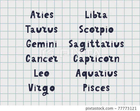 Zodiac lettering Vector Sign. Cartoon astrology... - Stock Illustration ...